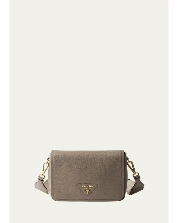 Prada Daino Leather Crossbody Bag - Argilla