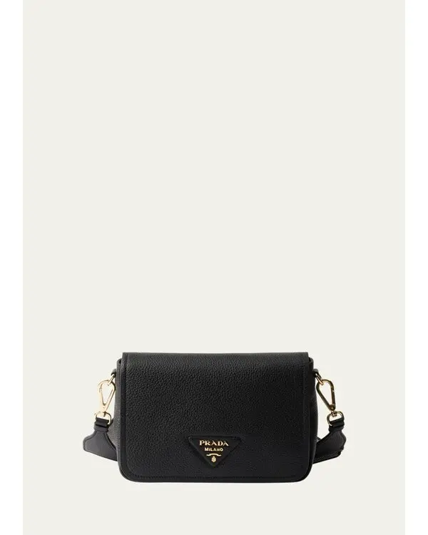 Prada Daino Leather Crossbody Bag - F0632 Nero 1