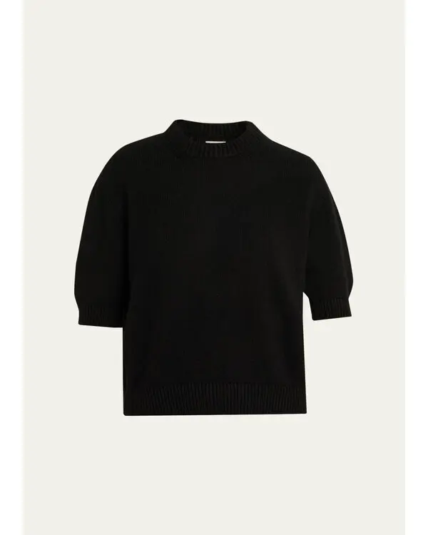 Khaite Davin Short-sleeve Cashmere Sweater - Black