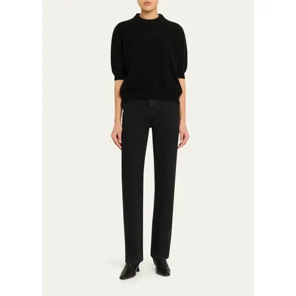 Khaite Davin Short-sleeve Cashmere Sweater - Black