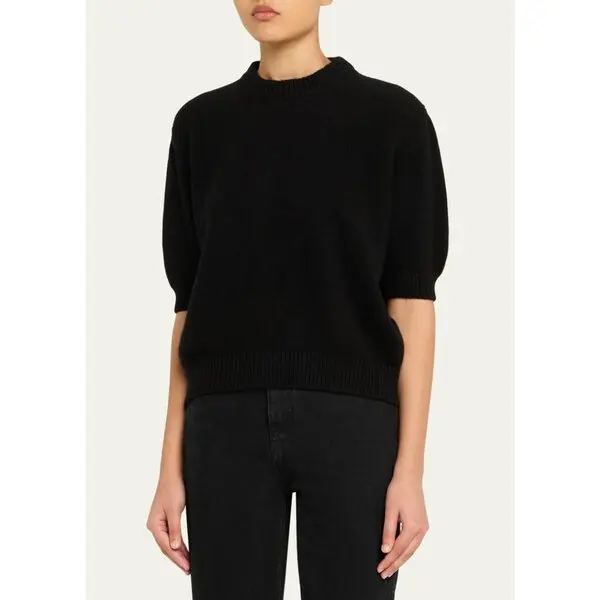 Khaite Davin Short-sleeve Cashmere Sweater - Black