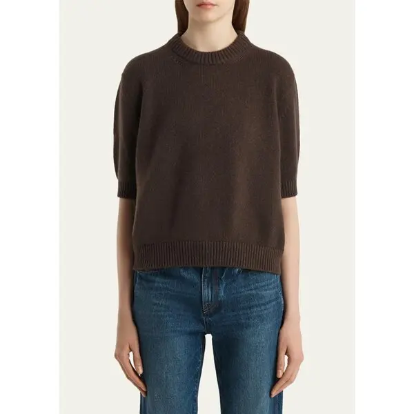Khaite Davin Short-sleeve Cashmere Sweater - Black