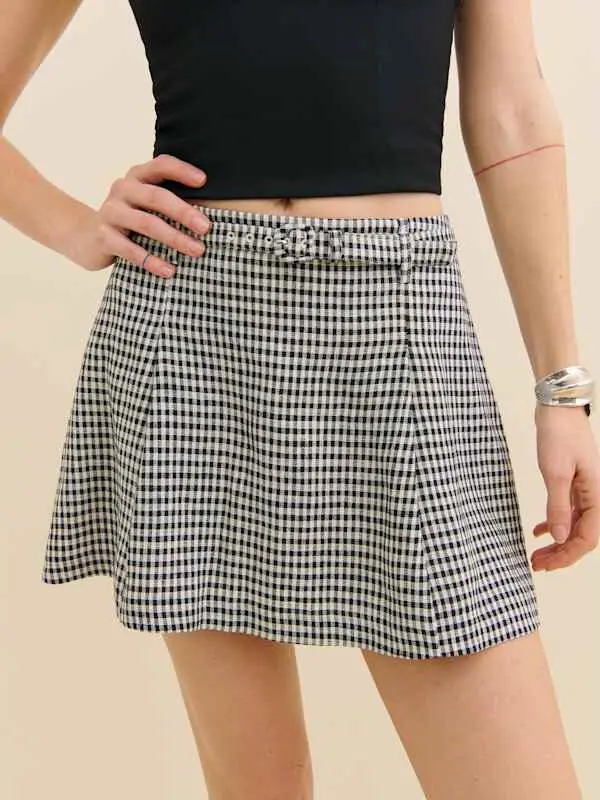 REFORMATION Rory Pleated Mini Skirt - Black