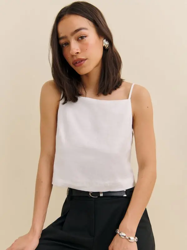 REFORMATION Kerri Linen Top - Ivory