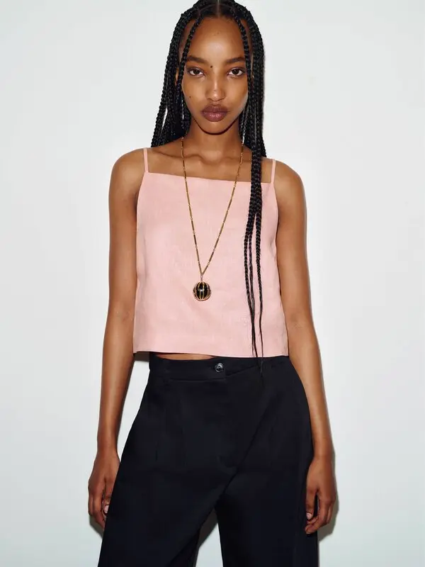 REFORMATION Kerri Linen Top - Pink