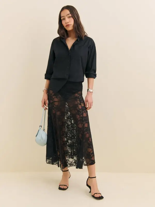REFORMATION Mirabelle Knit Midi Skirt - Black