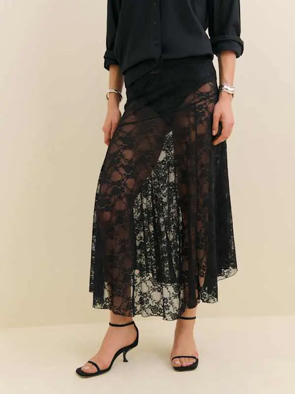 REFORMATION Mirabelle Knit Midi Skirt - Black