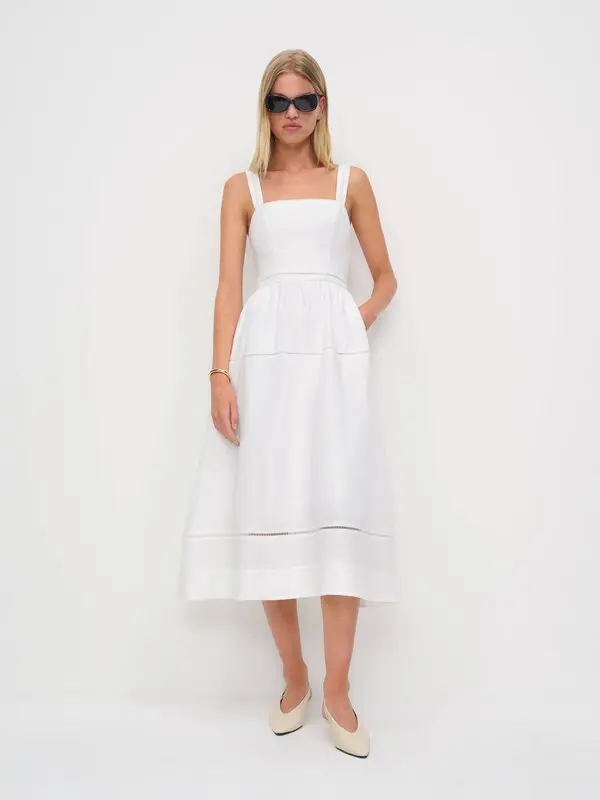 REFORMATION Everett Linen Midi Dress - Ivory