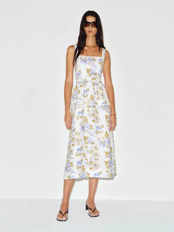 REFORMATION Everett Linen Midi Dress - Ivory