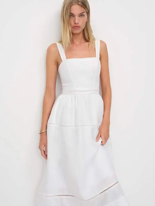 REFORMATION Everett Linen Midi Dress - Ivory