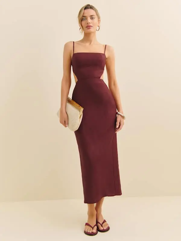 chinese dress ladies Reformation Cherry Marella Linen Dress main image 1