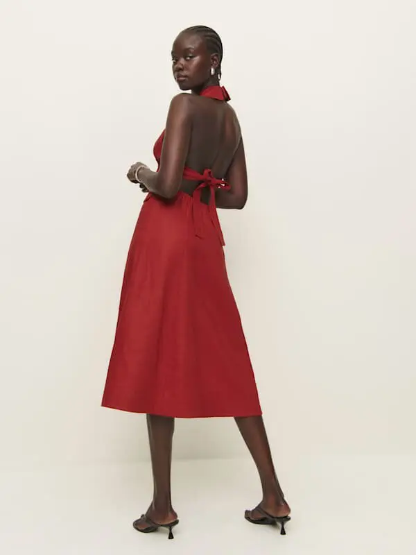 Reformation Masha Linen Dress - Sundried Tomato | Editorialist