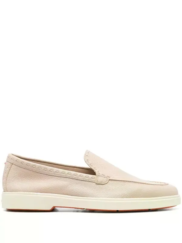 Santoni Leather Loafers - Neutrals