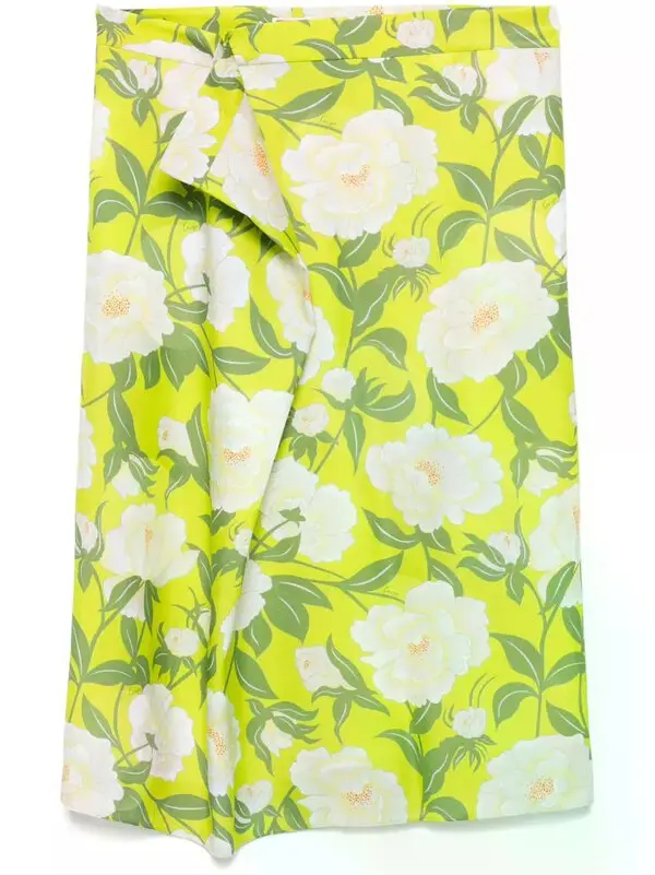 Kenzo Peonies Printed Midi Skirt - Green