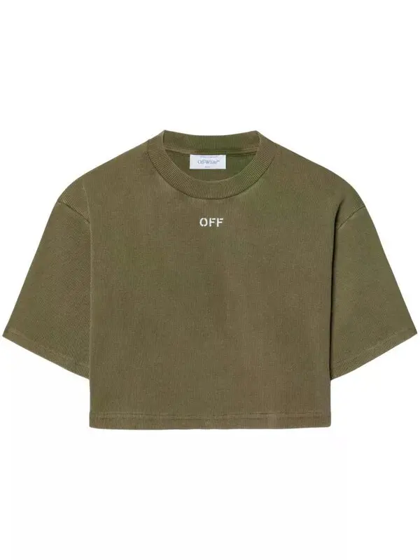 Off-White Logo-embroidered Ribbed T-shirt