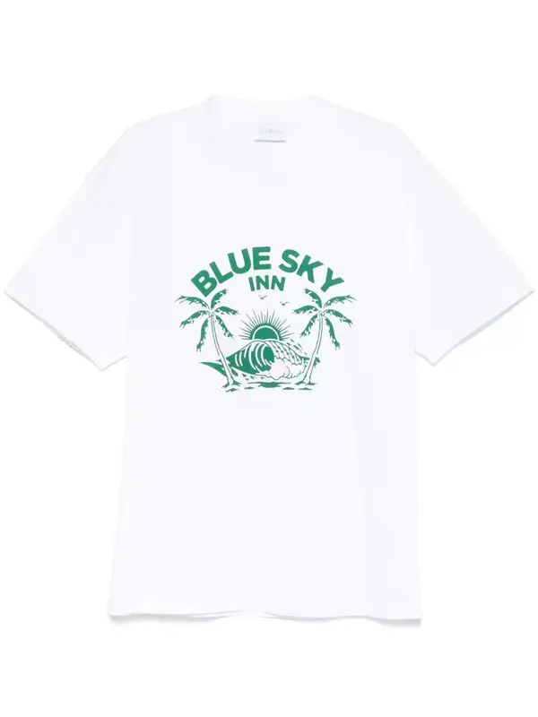 BLUE SKY INN Green Wave T-shirt - White