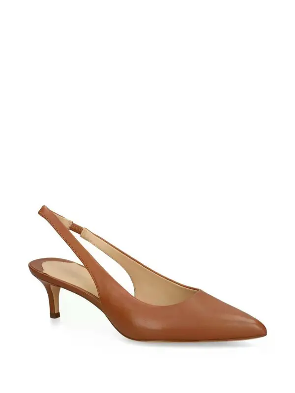 Ralph Lauren 50mm Leather Slingback Pumps - Brown