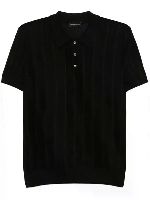 ROBERTO COLLINA Openwork-knit Polo Shirt