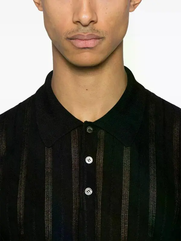 ROBERTO COLLINA Openwork-knit Polo Shirt