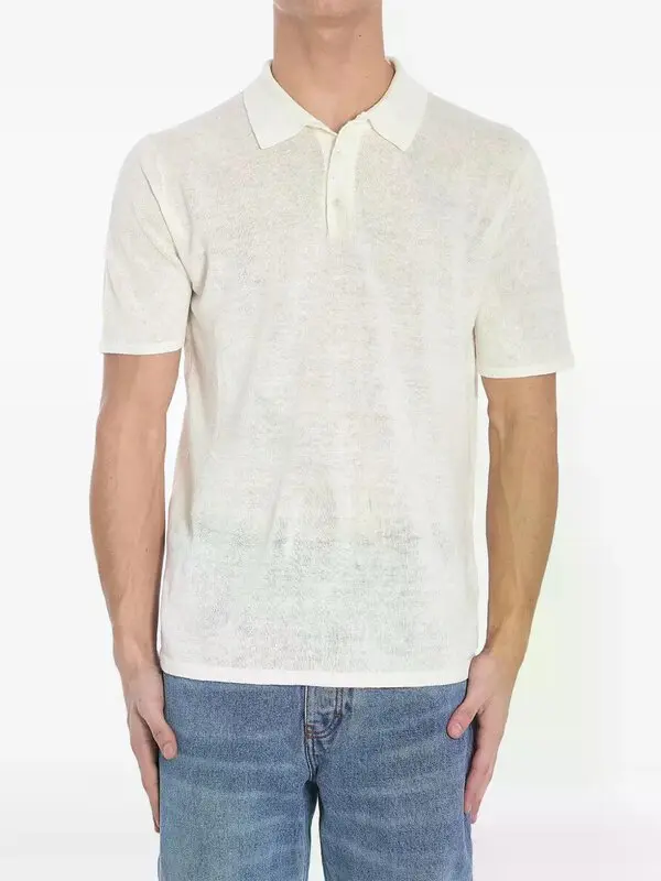 ROBERTO COLLINA Linen Polo Shirt - White