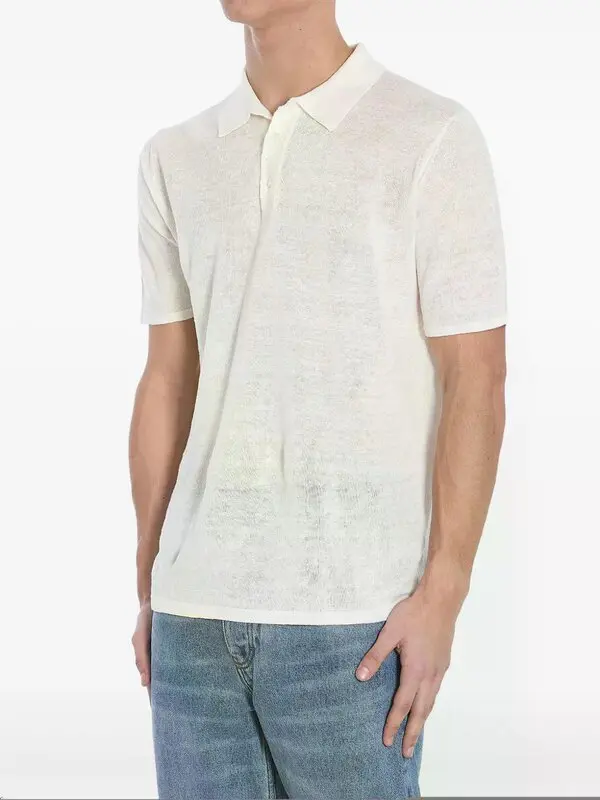 ROBERTO COLLINA Linen Polo Shirt - White