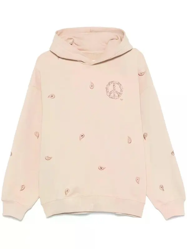 Emporio Armani Peace Sign-embroidered Hoodie - Neutrals
