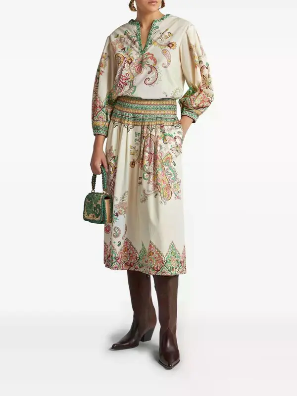 Etro Cotton Paisley Print Blouse - Neutrals