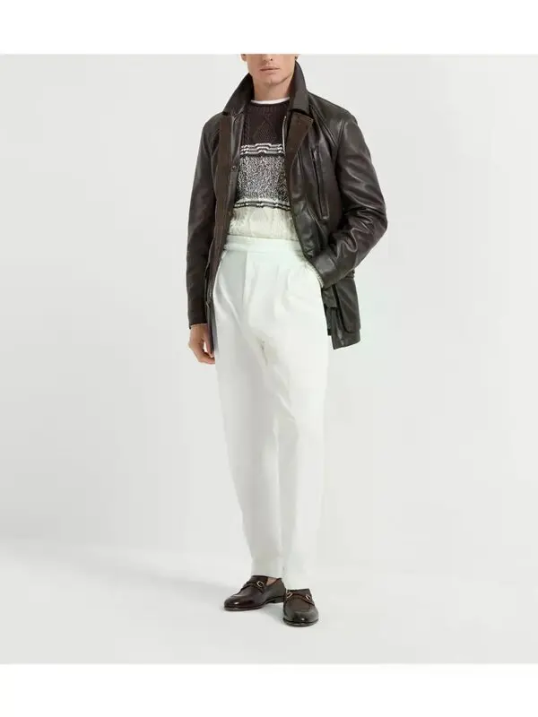 Brunello Cucinelli Leather Parka Jacket - Brown