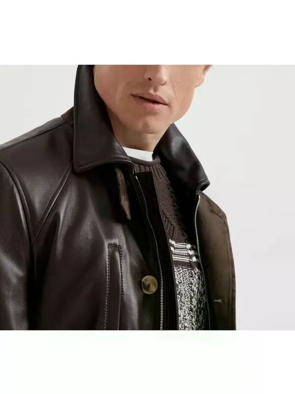 Brunello Cucinelli Leather Parka Jacket - Brown