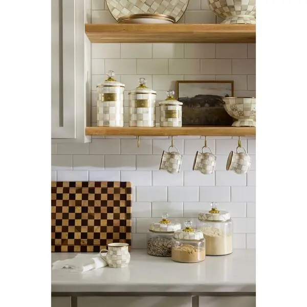 MACKENZIE-CHILDS Mocha Check Small Kitchen Canister