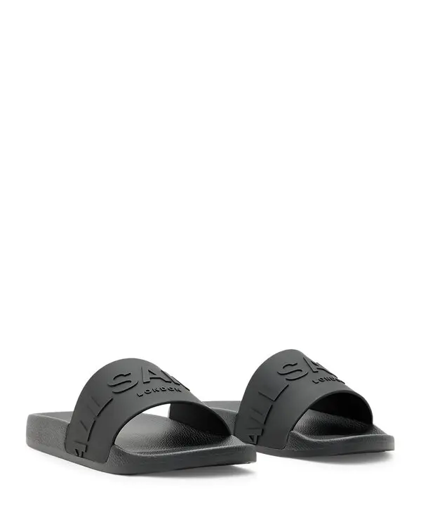 ALLSAINTS Embossed Logo Slides - Black