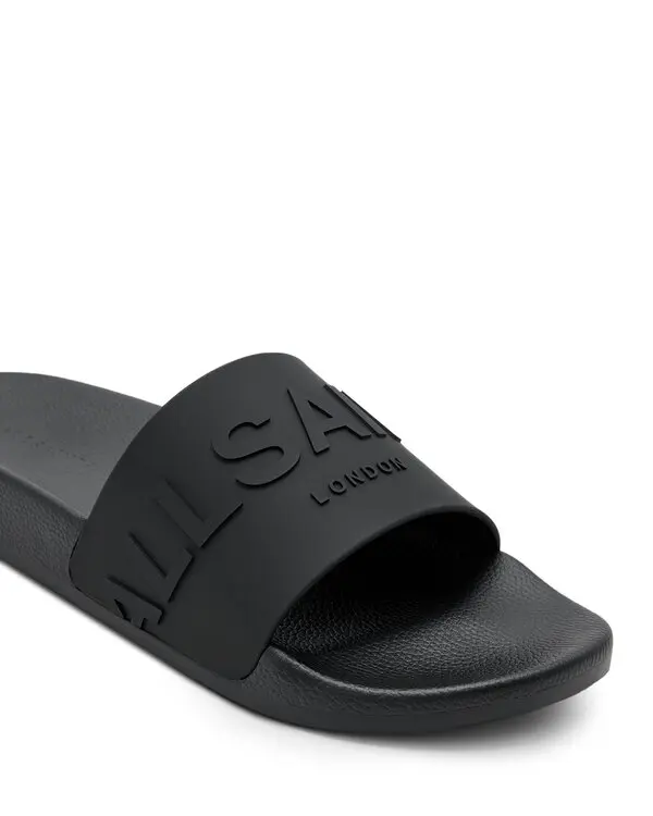 ALLSAINTS Embossed Logo Slides - Black