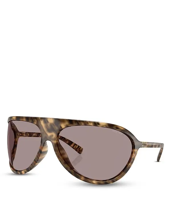 Miu Miu 75mm Wraparound Sunglasses - Havana