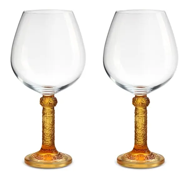 LIULI Flower Moon Goblet Duo, Set Of 2 - Amber