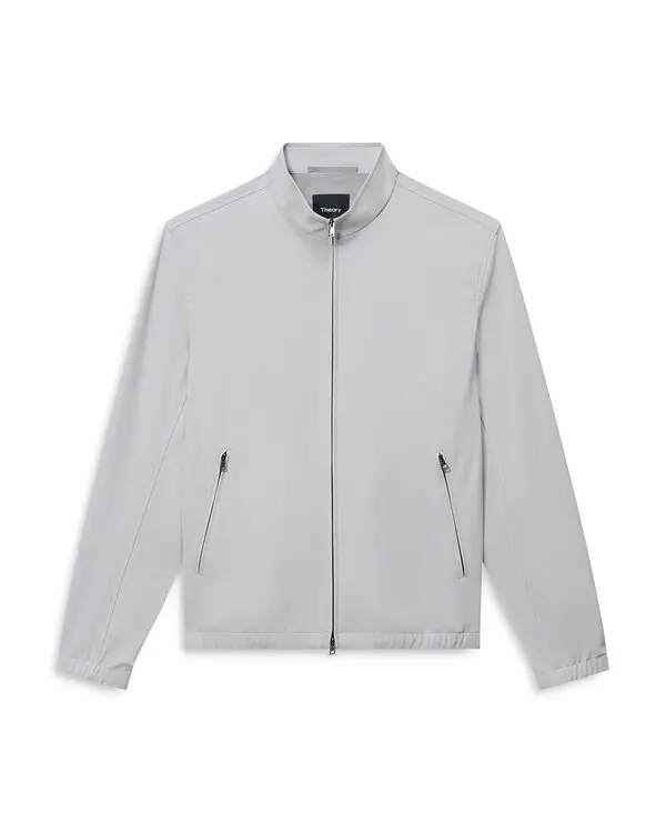 Theory Stand Collar Zip Jacket In Precision Ponte - Fog