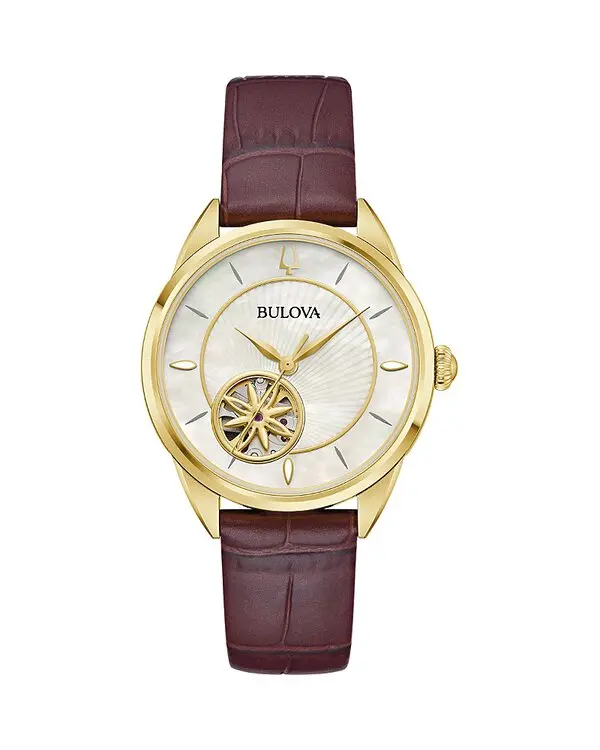 Bulova Sutton 35mm Watch - White/brown