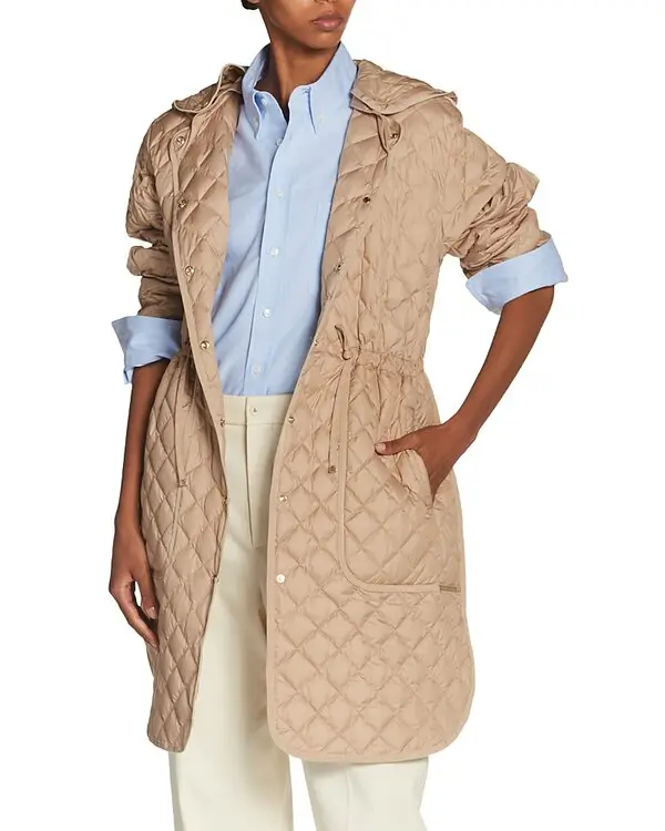Moncler Etelan Quilted Long Down Parka - Beige