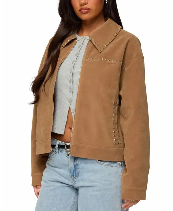 EDIKTED Studded Jacket - Tan