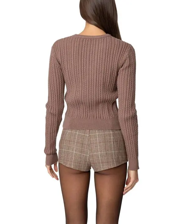EDIKTED Beverly Bow Cable Knit Sweater