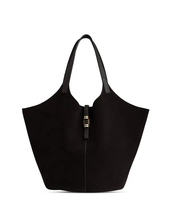 REISS Lyra Leather Tote - Chocolate