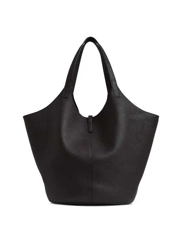 REISS Lyra Leather Tote - Chocolate