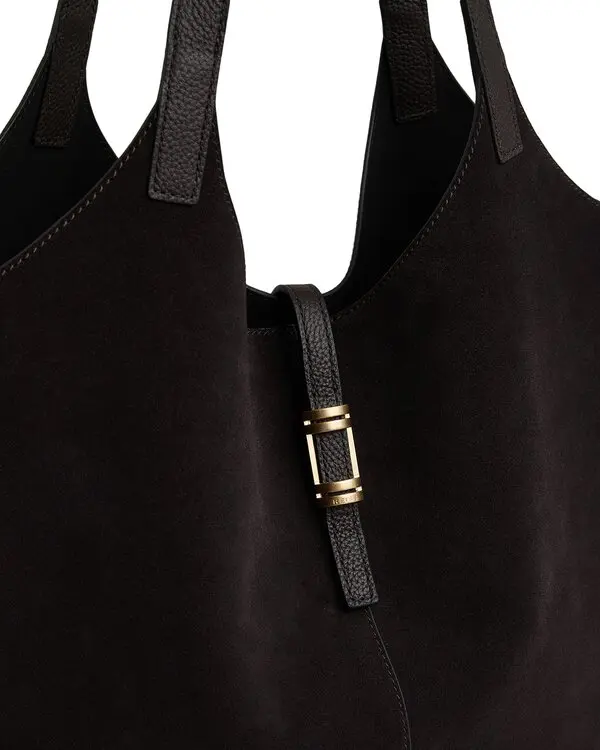 REISS Lyra Leather Tote - Chocolate