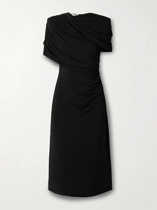 Stella McCartney Draped Cape-effect Stretch-jersey Midi Dress