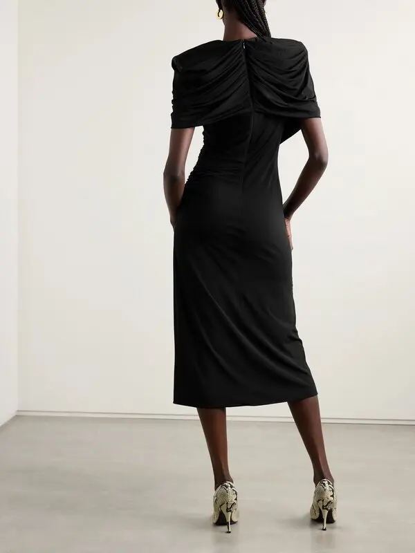 Stella McCartney Draped Cape-effect Stretch-jersey Midi Dress