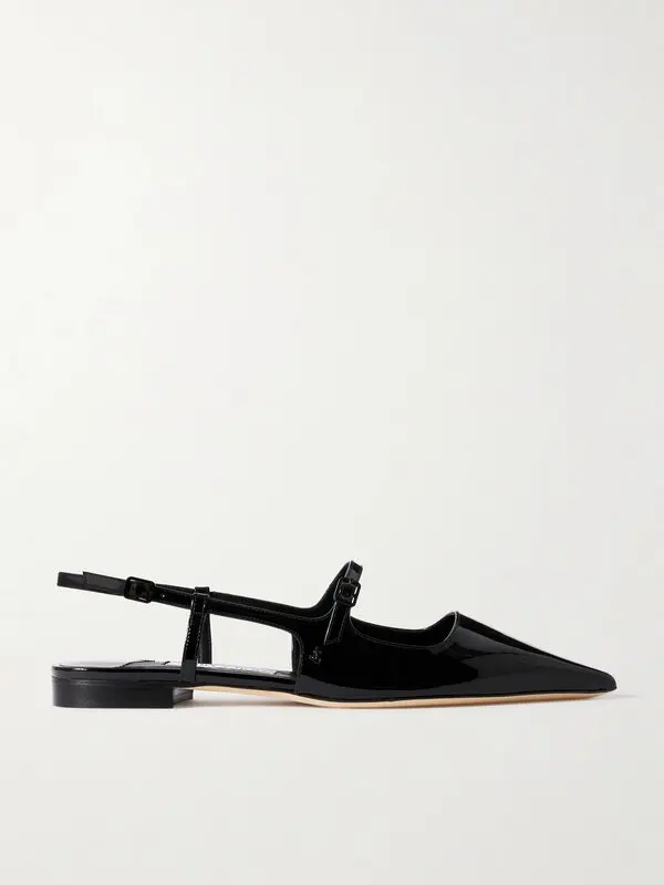 JIMMY CHOO Didi Patent-leather Slingback Flats