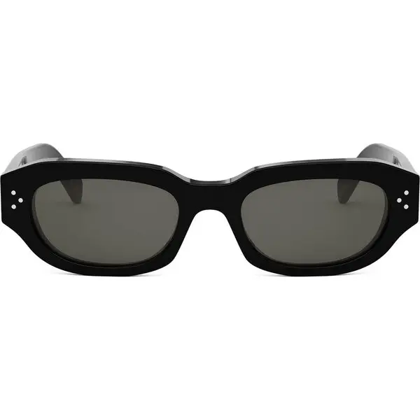 Celine 54mm Geometric Sunglasses - Shiny Black / Smoke