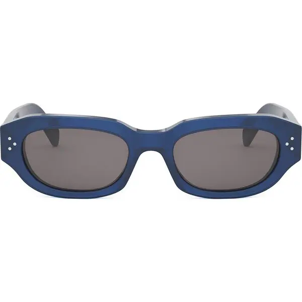 Celine 54mm Geometric Sunglasses - Shiny Blue / Smoke