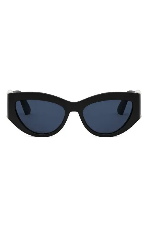 Dior Tribales B1i 55mm Cat Eye Sunglasses - Shiny Black / Blue
