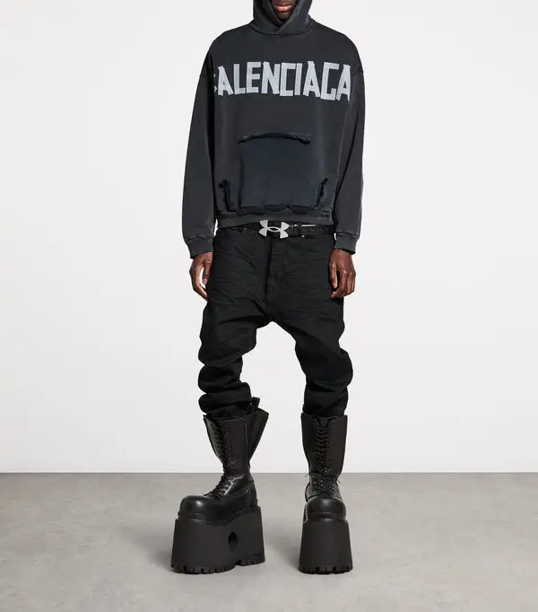 Balenciaga Distressed Tape Logo Hoodie