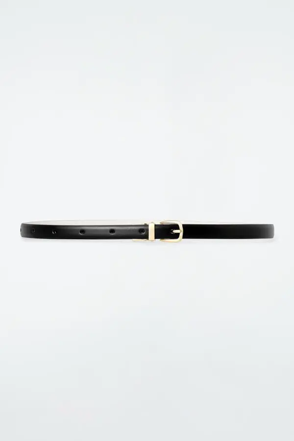 Cos Reversible Slim Leather Belt - Black